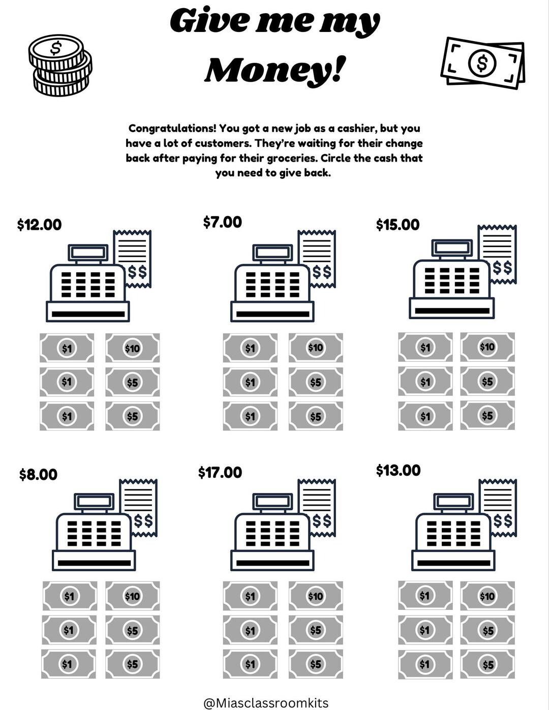 Give Me My Money Worksheet - Etsy