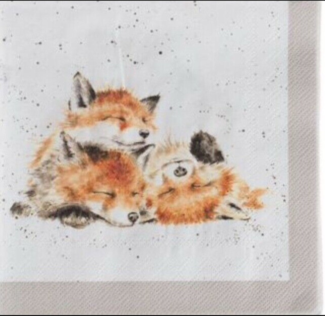 Napkins for Decoupage X 4 Wrendale Fox Cocktail Napkins Rare ...