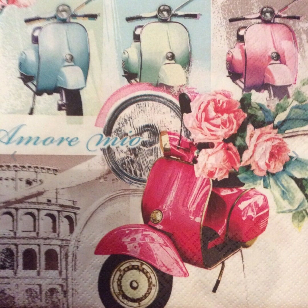Napkins for Decoupage X 4 Paris Scooter Lunch Napkins - Etsy
