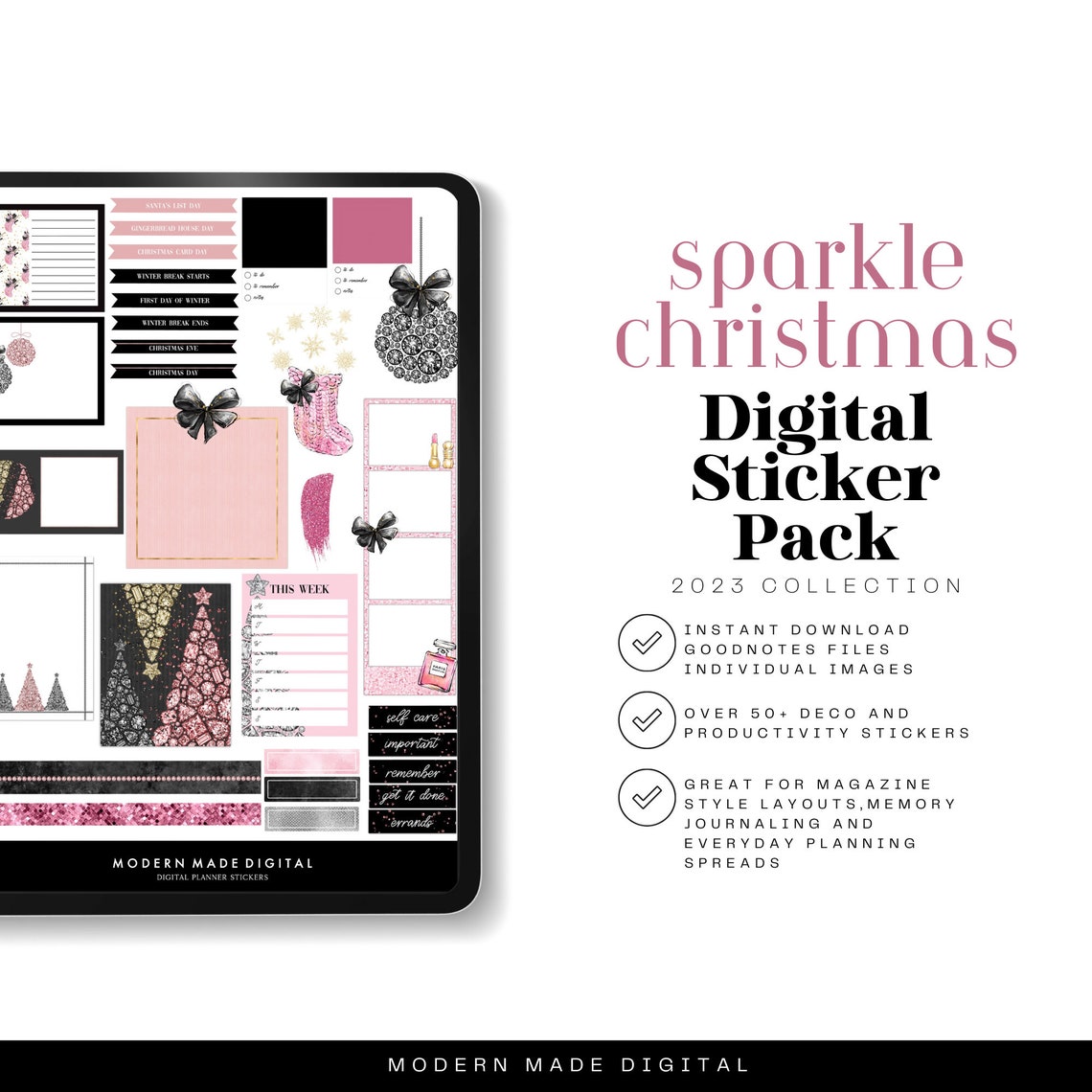 December Christmas Digital Planner Stickers | Winter 2023 | for ...