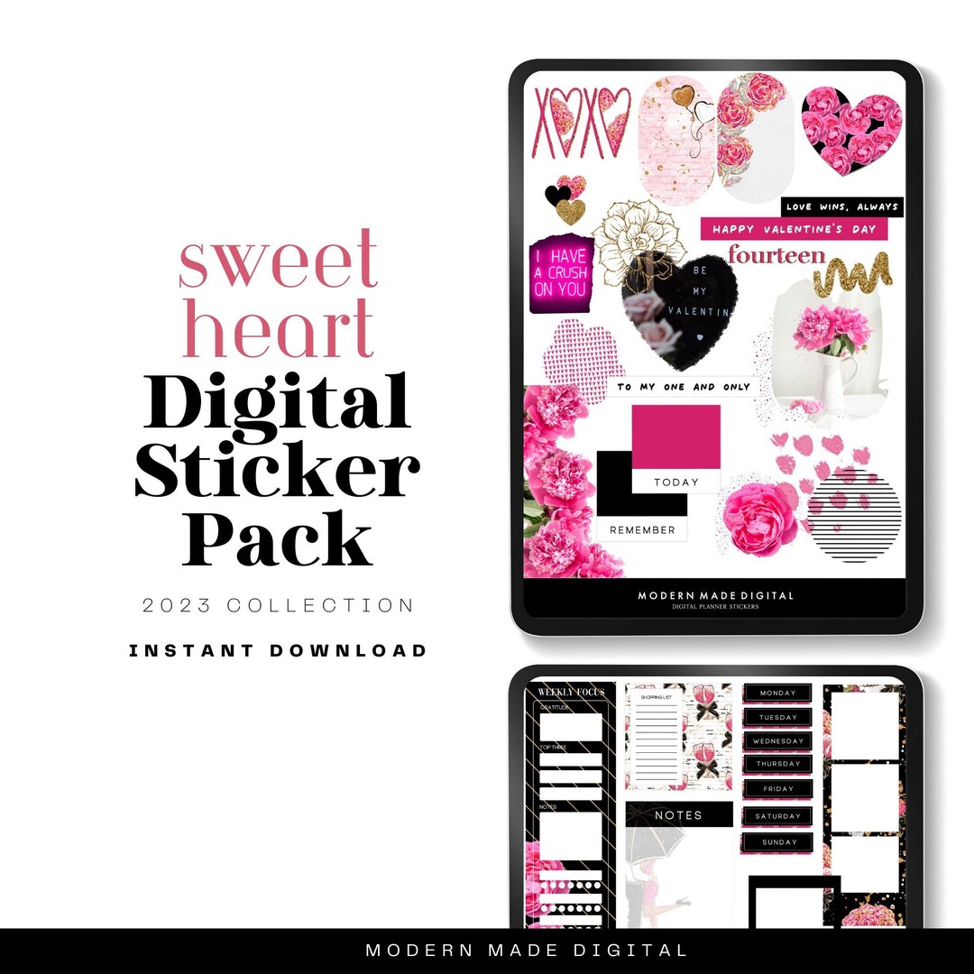 February Valentines Day Digital Planning Stickers | for Scrapbooking ...