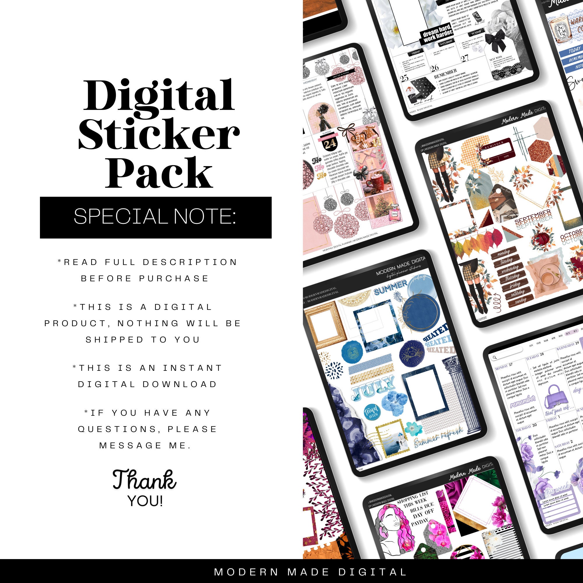 June Digital Planner Stickers | Summer 2024 | for Scrapbooking ...