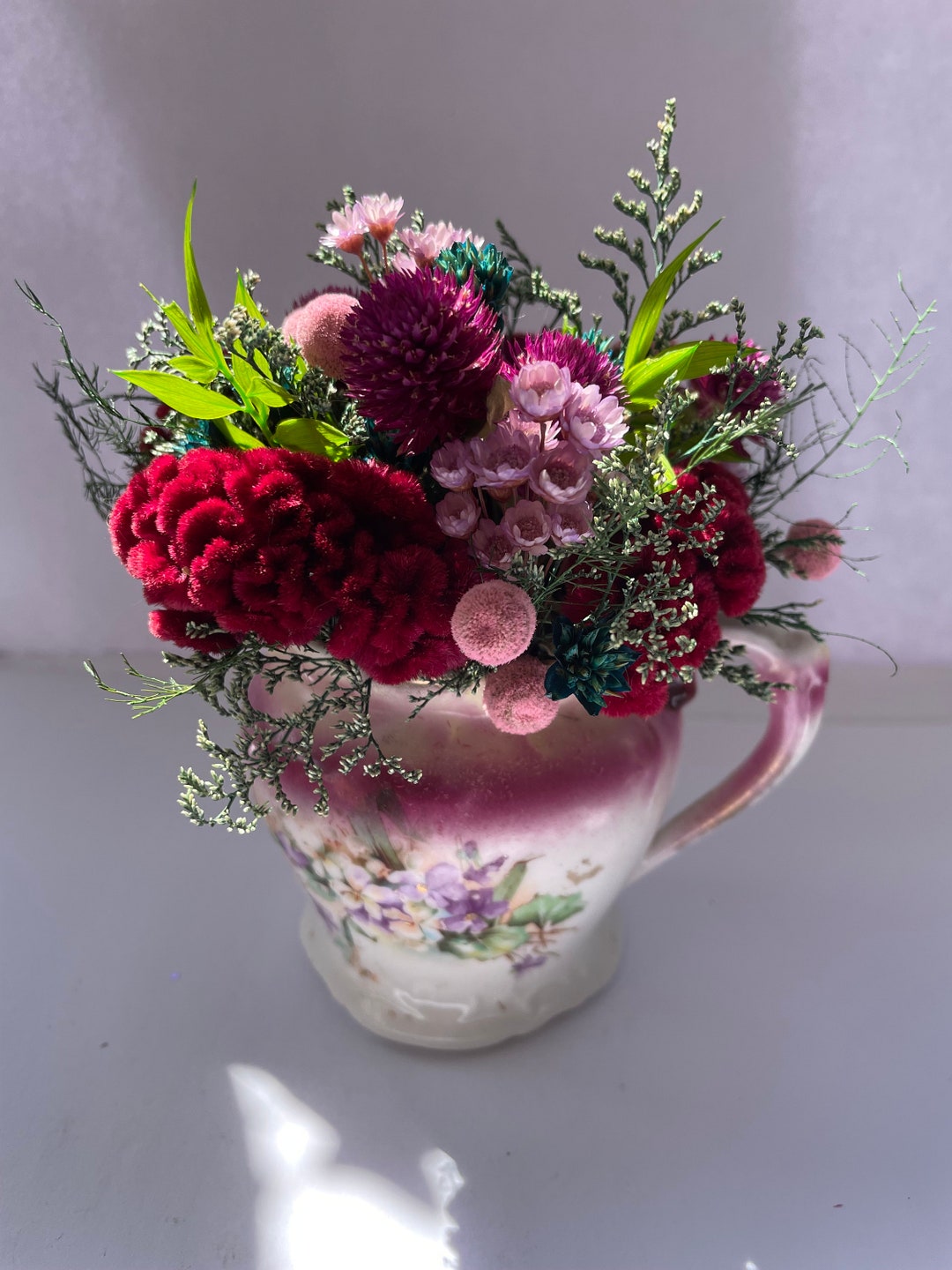 Victorian Language of Flowers Dried Arrangement, Victorian Pitcher ...