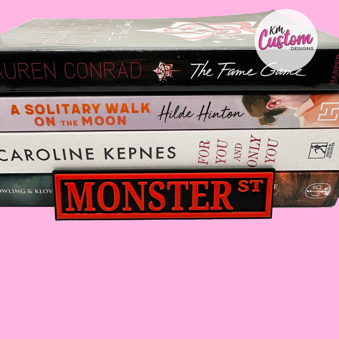 3D Printed Monster Street Bookshelf Sign – Dark Fantasy Book Decor ...