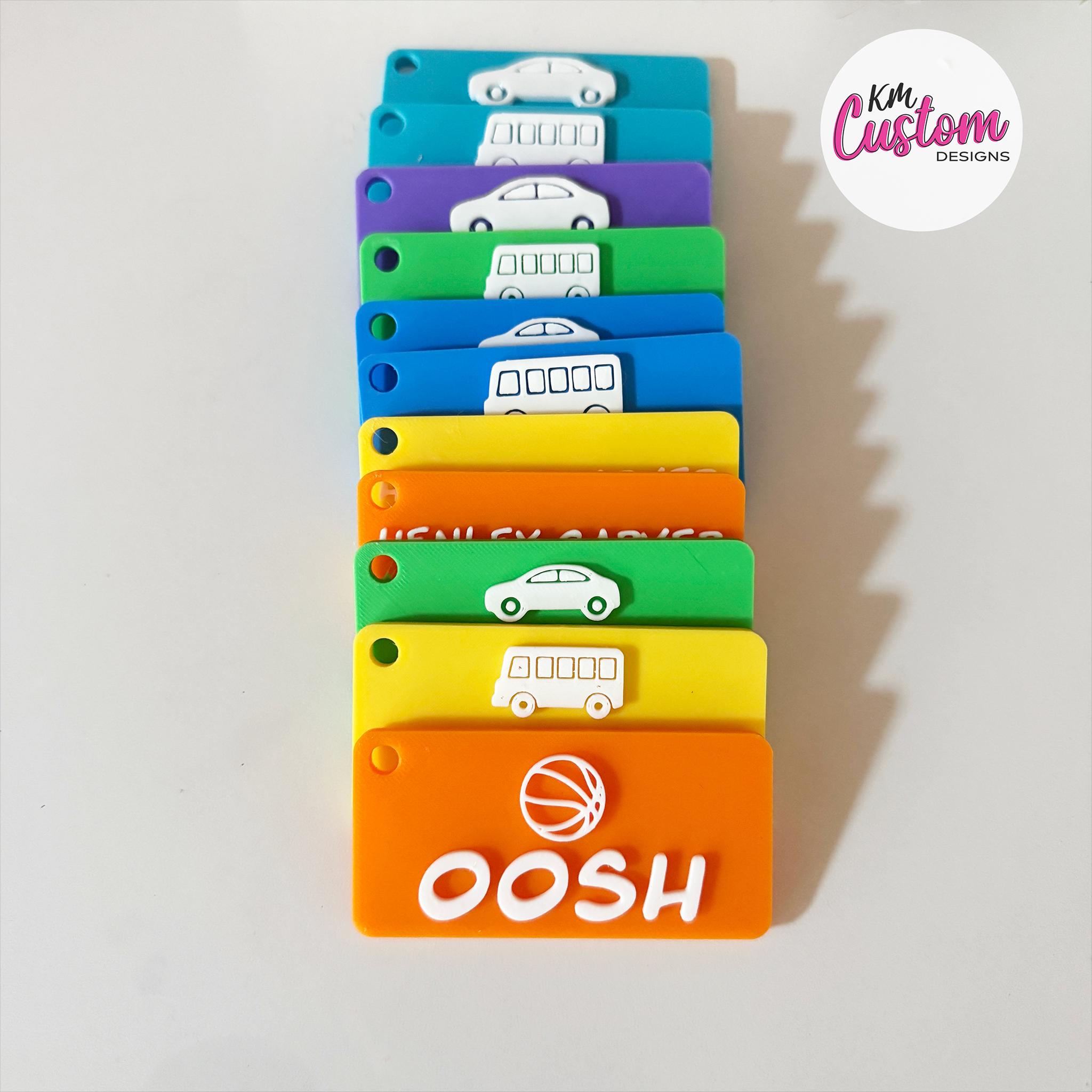 3D Printed After School Bag Tag Keyring | OOSH Bag Tag | Personalised ...