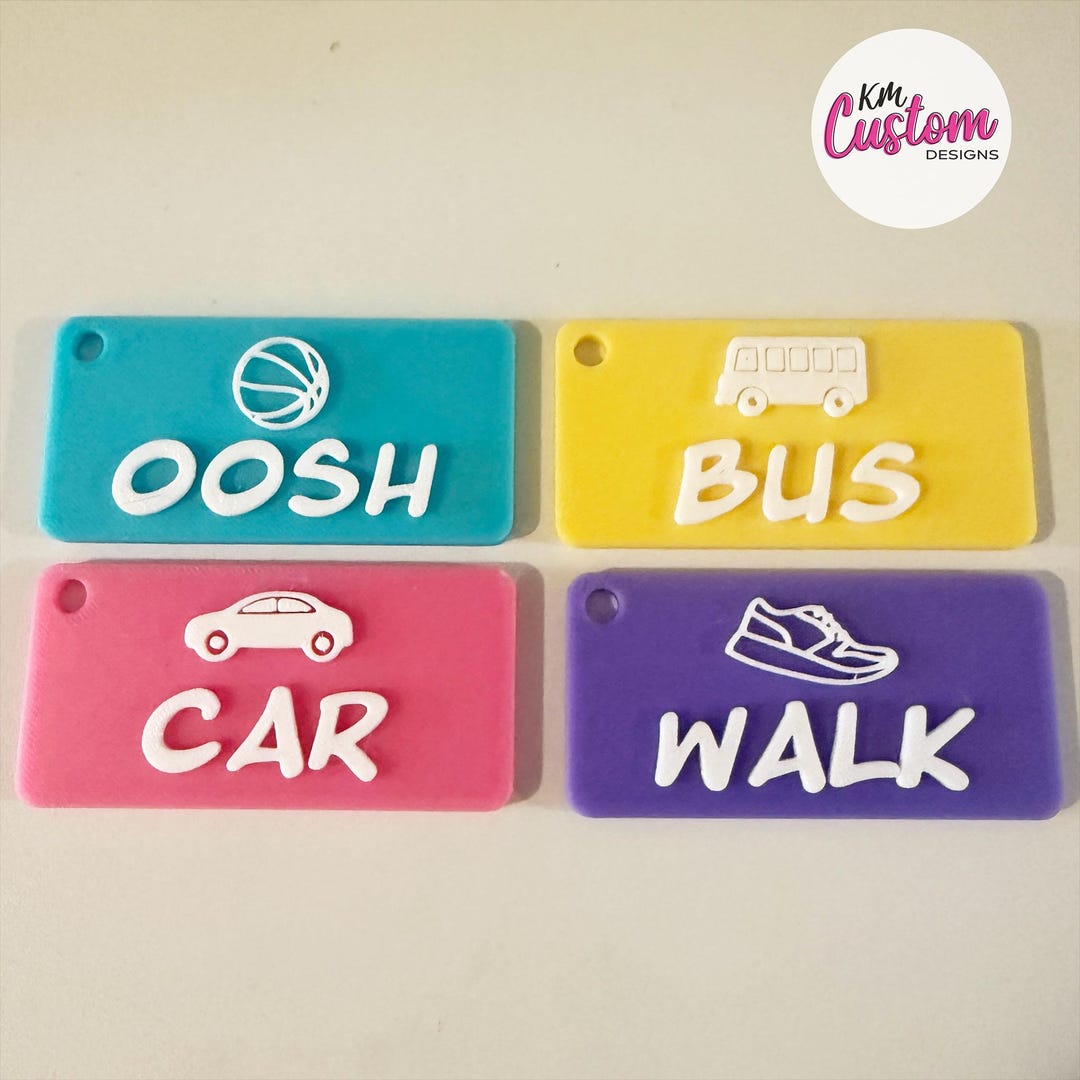 3D Printed After School Bag Tag Keyring | OOSH Bag Tag | Personalised ...