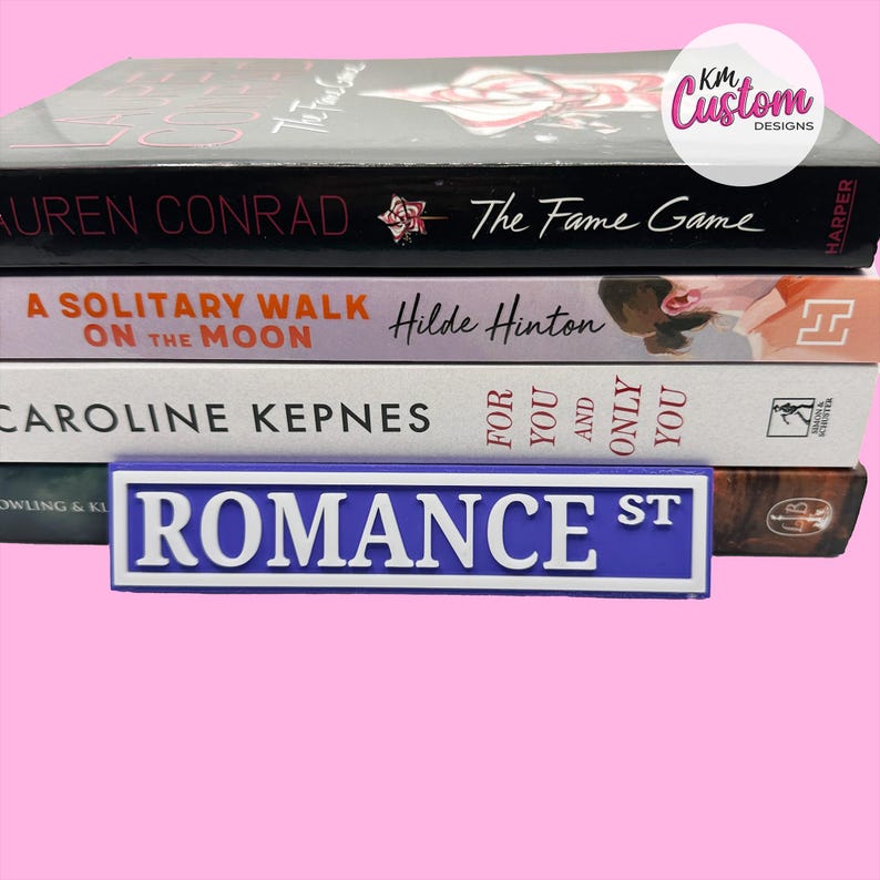 3D Printed Romance Street Bookshelf Sign – Romantic Book Decor ...