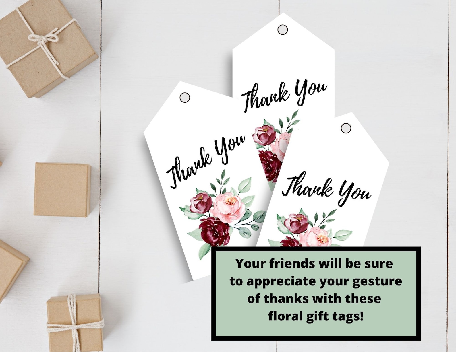 Thank You Gift Tags, Instant Download, Thank You Printable, Digital ...