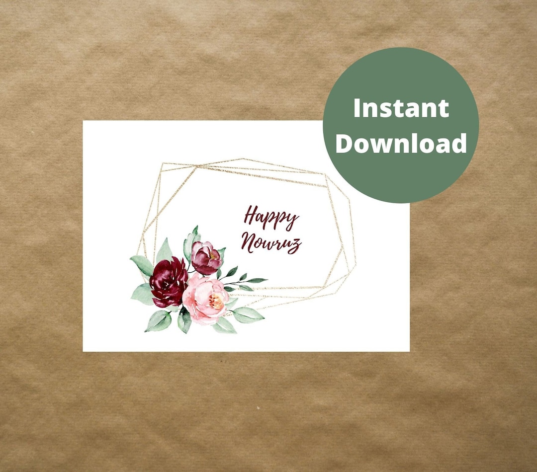 Happy Nowruz Card, Nowruz Mubarak, Persian New Year, Printable Greeting ...