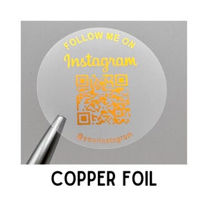Round Follow Us on Instagram QR Code Sticker Metallic Foil Social Media ...