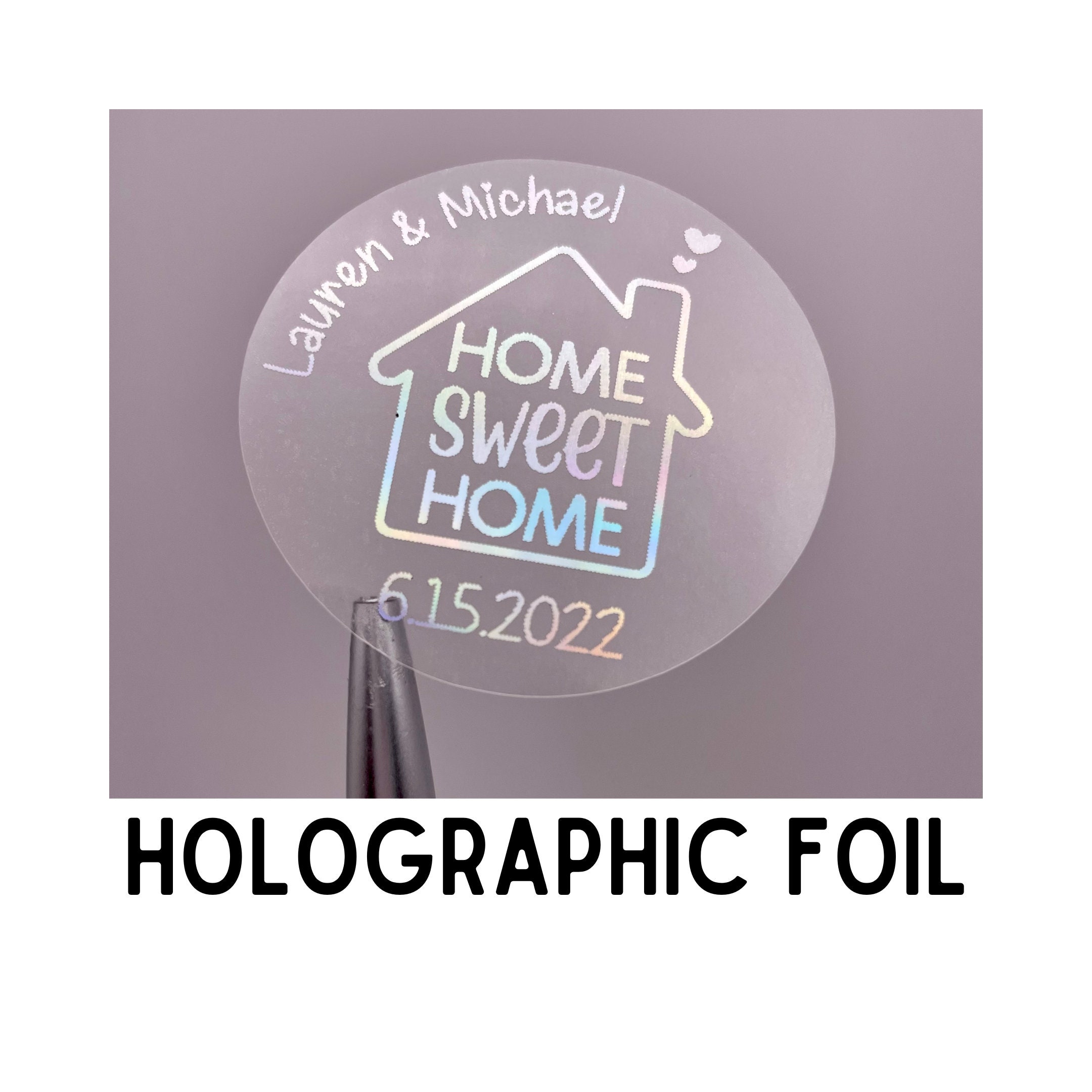 Personalized Metallic Foil Housewarming Stickers Home Sweet Home ...