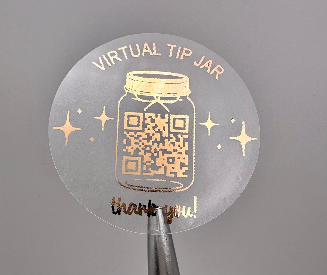 Personalized Metallic Foil QR Code Stickers Virtual Tip Jar Small ...