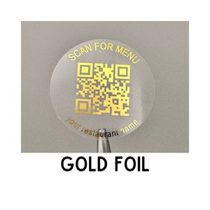 Scan for Menu QR Code Sticker Full Sheet Metallic Foil Custom QR Code ...