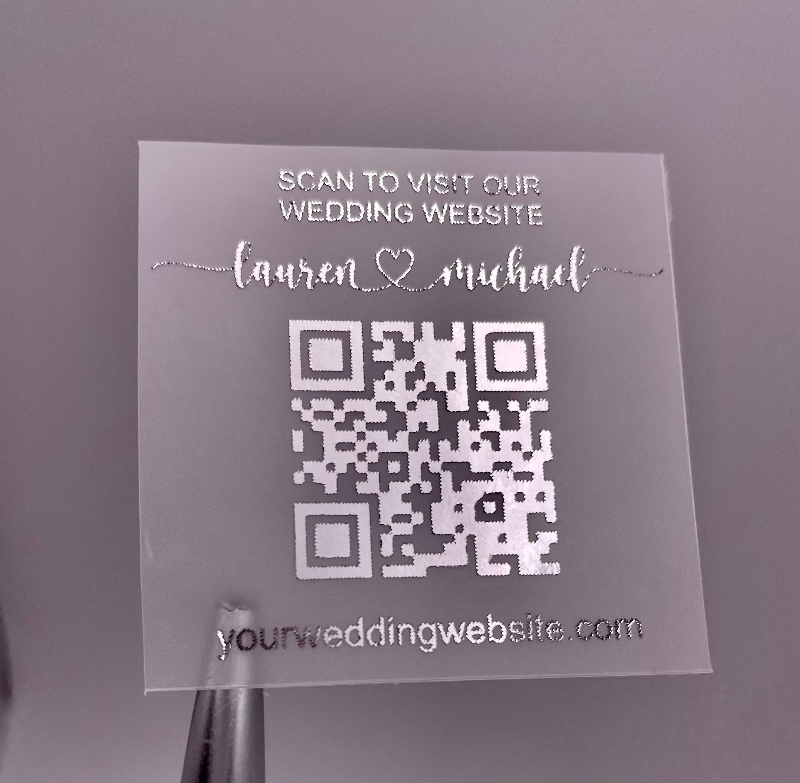 Frosted Wedding Website QR Code Stickers Metallic Foil - Etsy