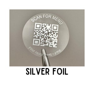 Scan for Menu QR Code Sticker Full Sheet Metallic Foil Custom QR Code ...