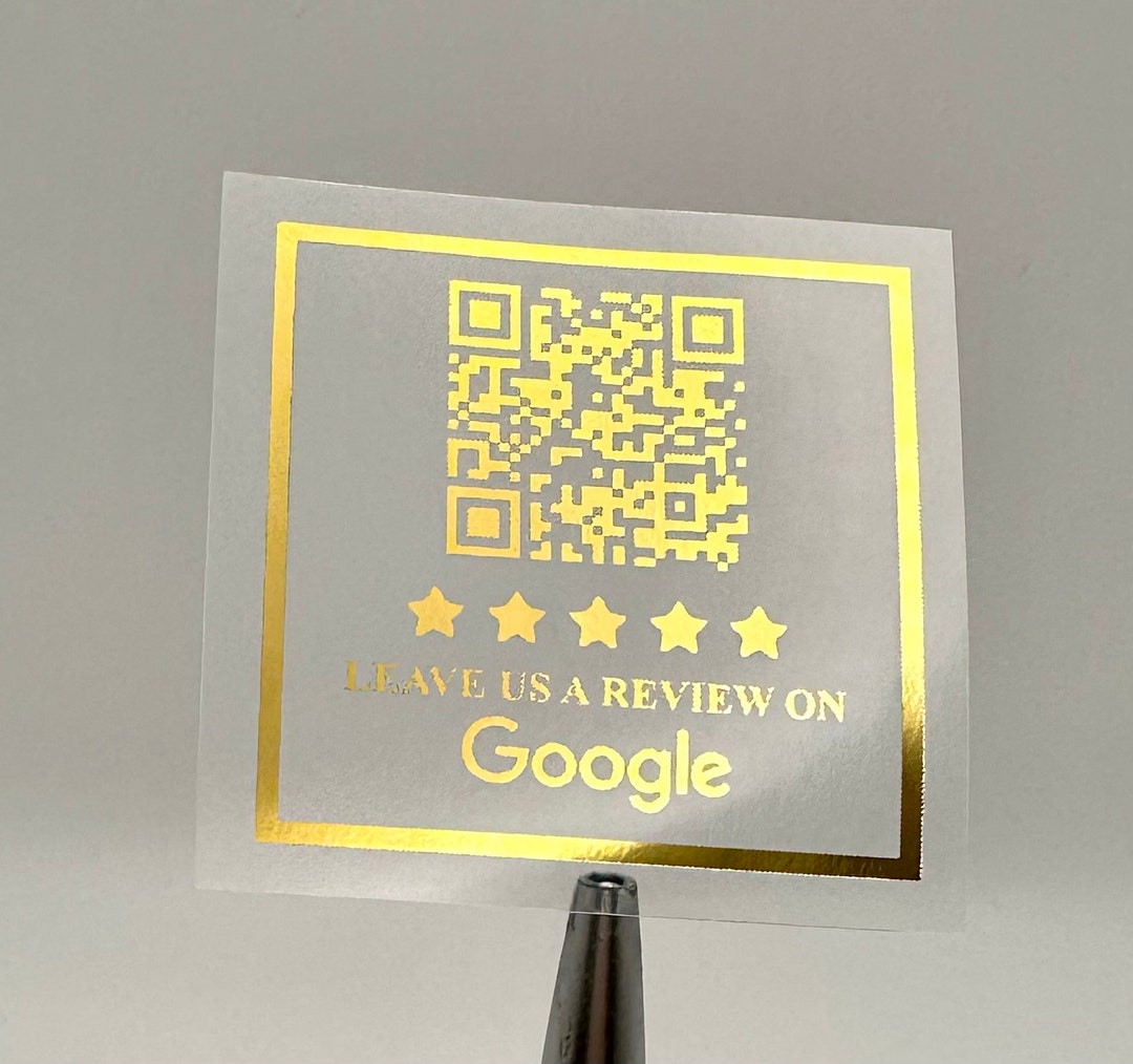 Custom QR Code Review Sticker Metallic Foil Personalized Review Sticker ...