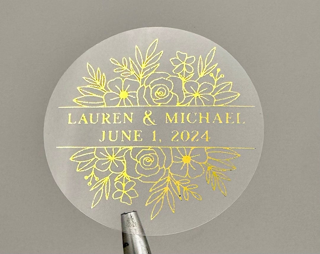Personalized Floral Wedding Sticker Metallic Foil Envelope Seal ...