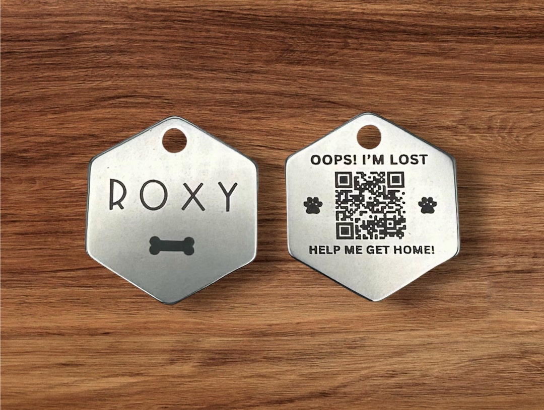 Personalized Pet Tag With QR Code Laser Engraved Collar Pet ID Tag Pet ...