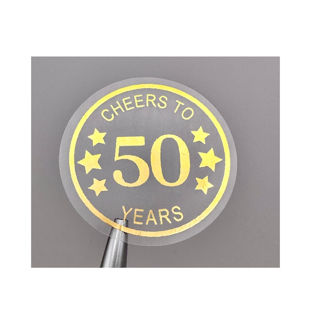 Cheers to 50 Years Sticker Metallic Foil Birthday Sticker Anniversary ...