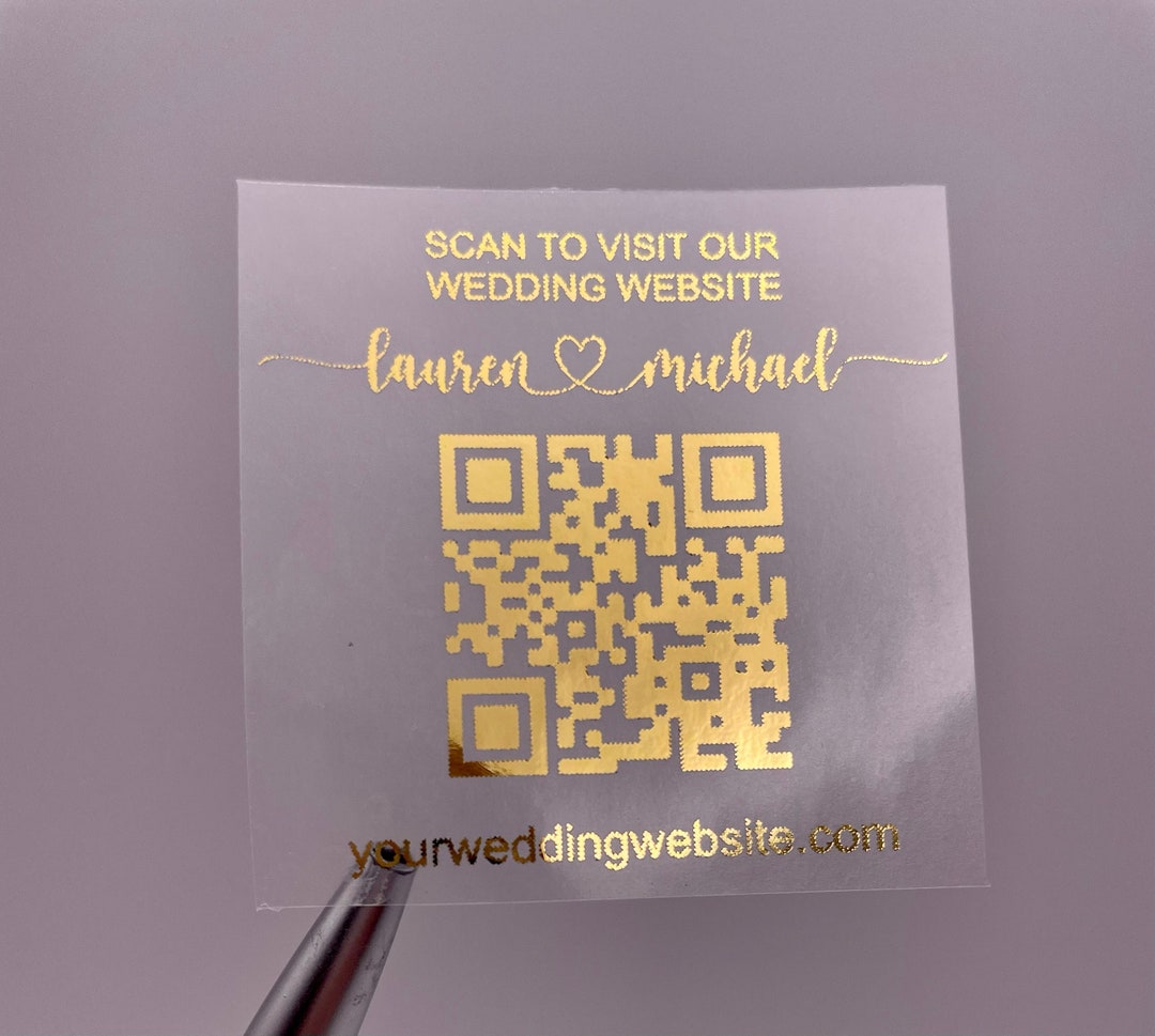 Custom QR Code Sticker for Wedding Website Metallic Foil Wedding ...