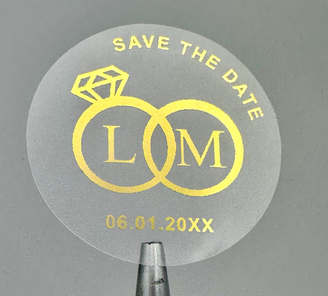 Personalized Wedding Ring Monogram Sticker Full Sheet Metallic Foil ...