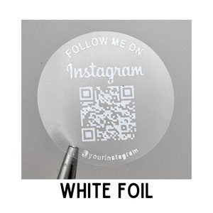 Round Follow Us on Instagram QR Code Sticker Metallic Foil Social Media ...