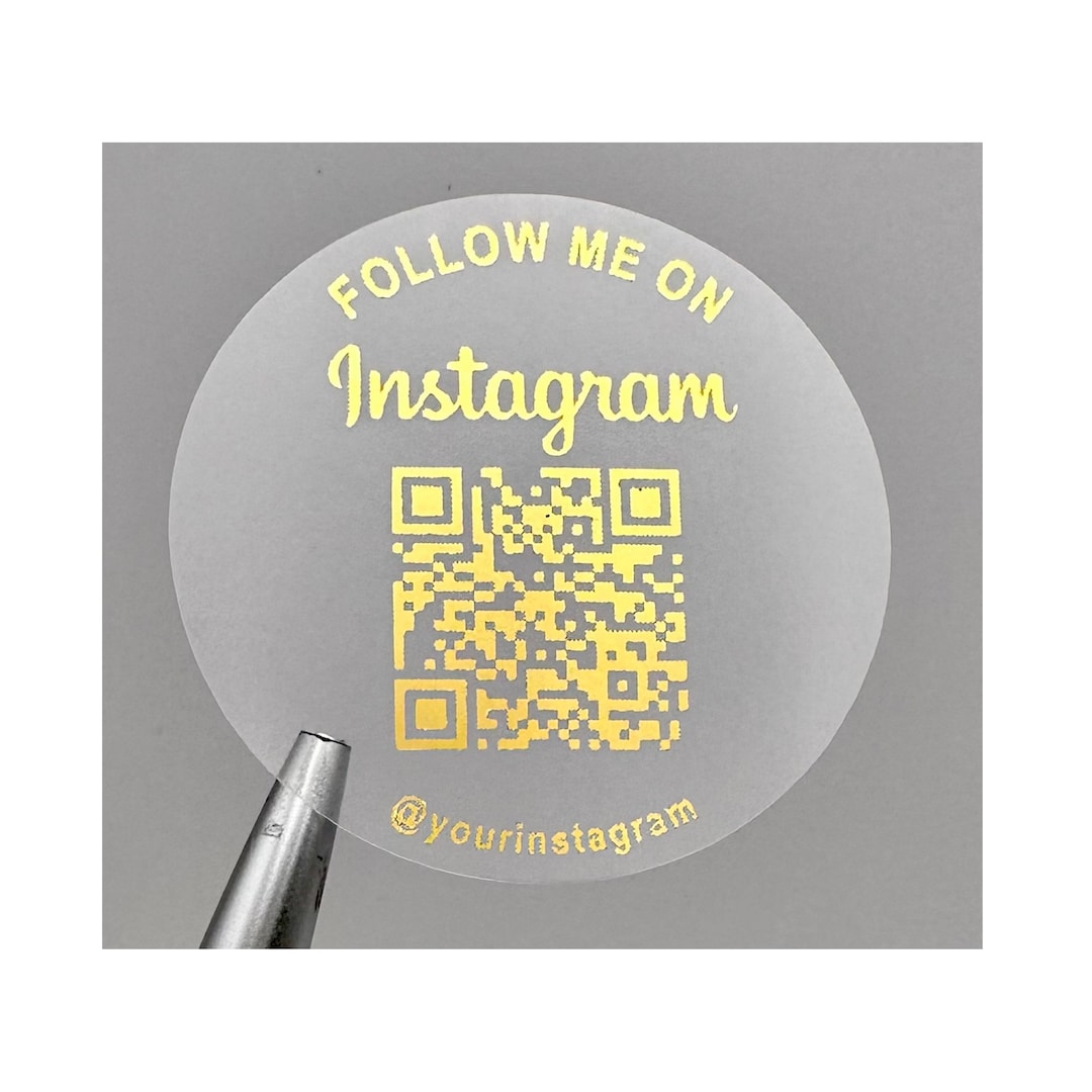 Round Follow Us on Instagram QR Code Sticker Metallic Foil Social Media ...