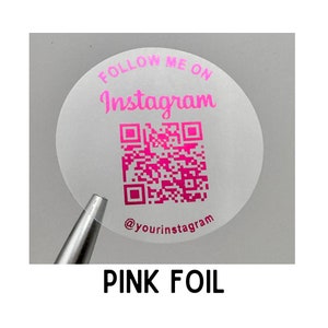 Round Follow Us on Instagram QR Code Sticker Metallic Foil Social Media ...