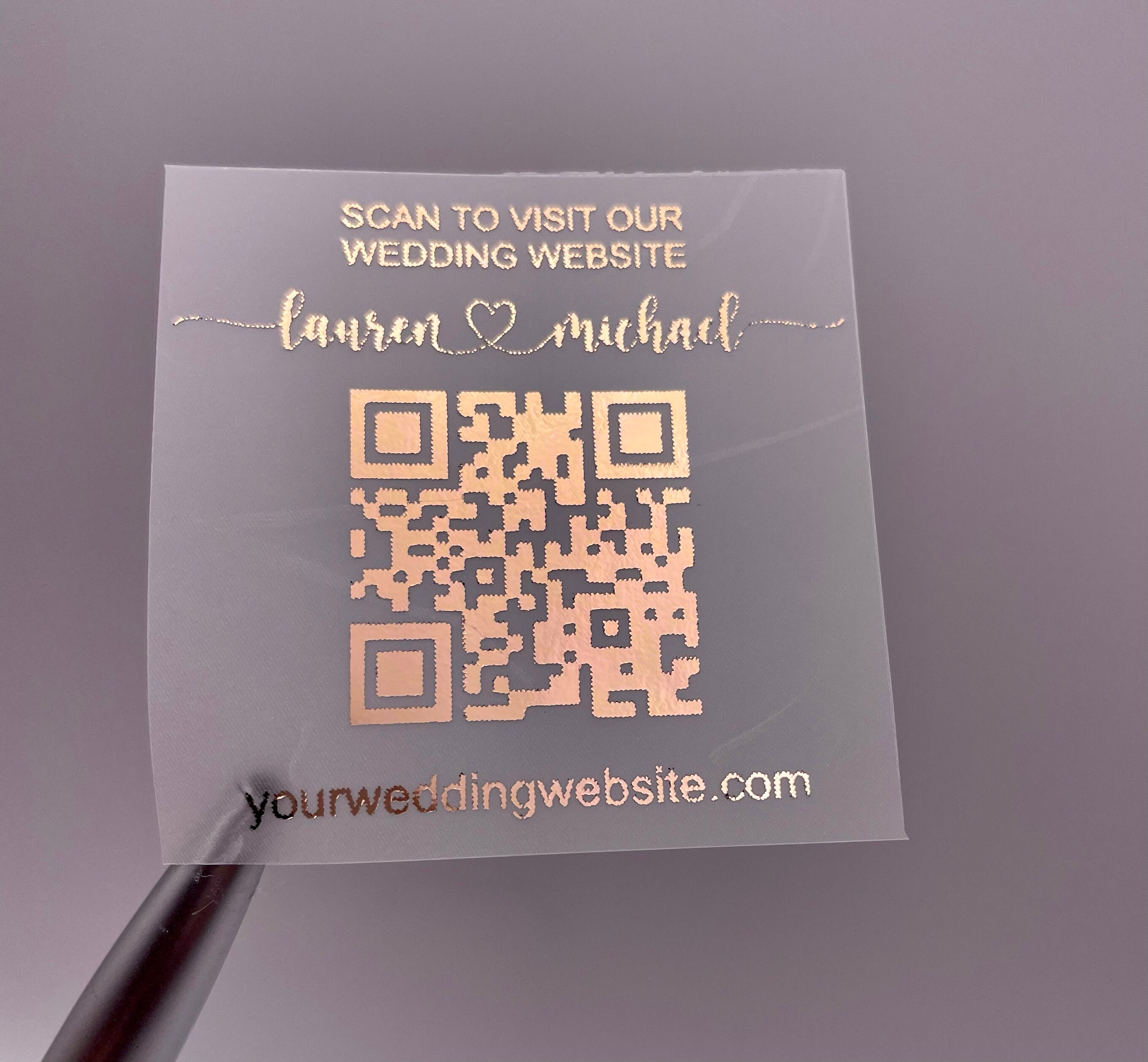 Frosted Wedding Website QR Code Stickers Metallic Foil - Etsy