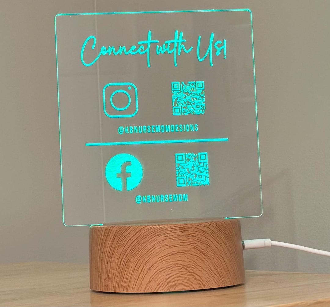Customizable LED QR Code Connect With Us Sign Modern Tech Sign With ...