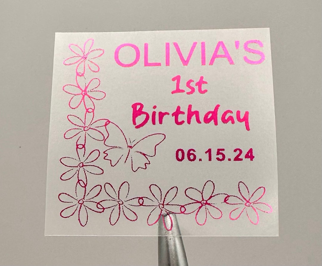 Personalized Birthday Sticker Metallic Foil Flower Butterfly First ...