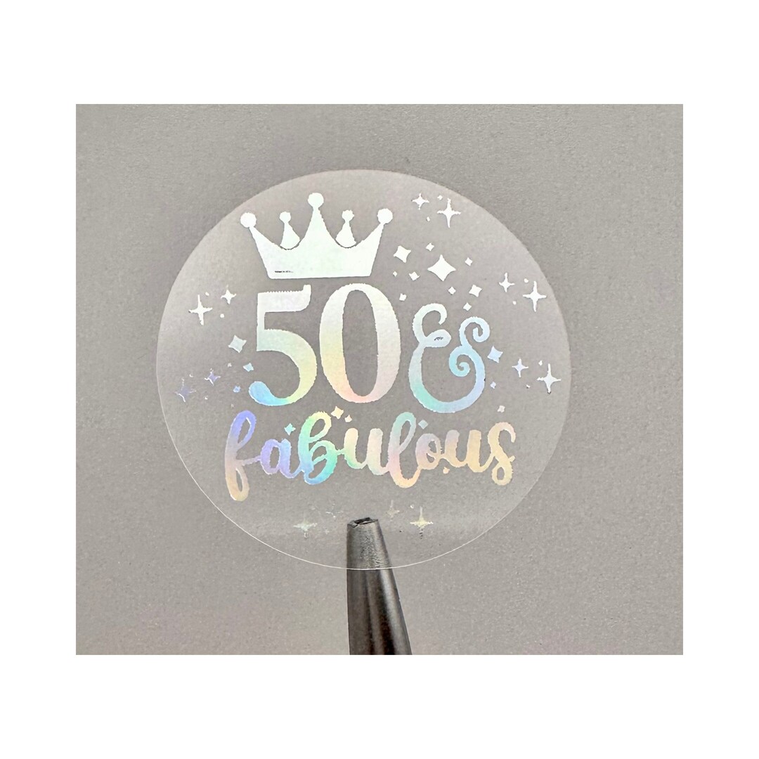 50 and Fabulous Sticker Metallic Foil Invitation Sticker 50th Birthday ...