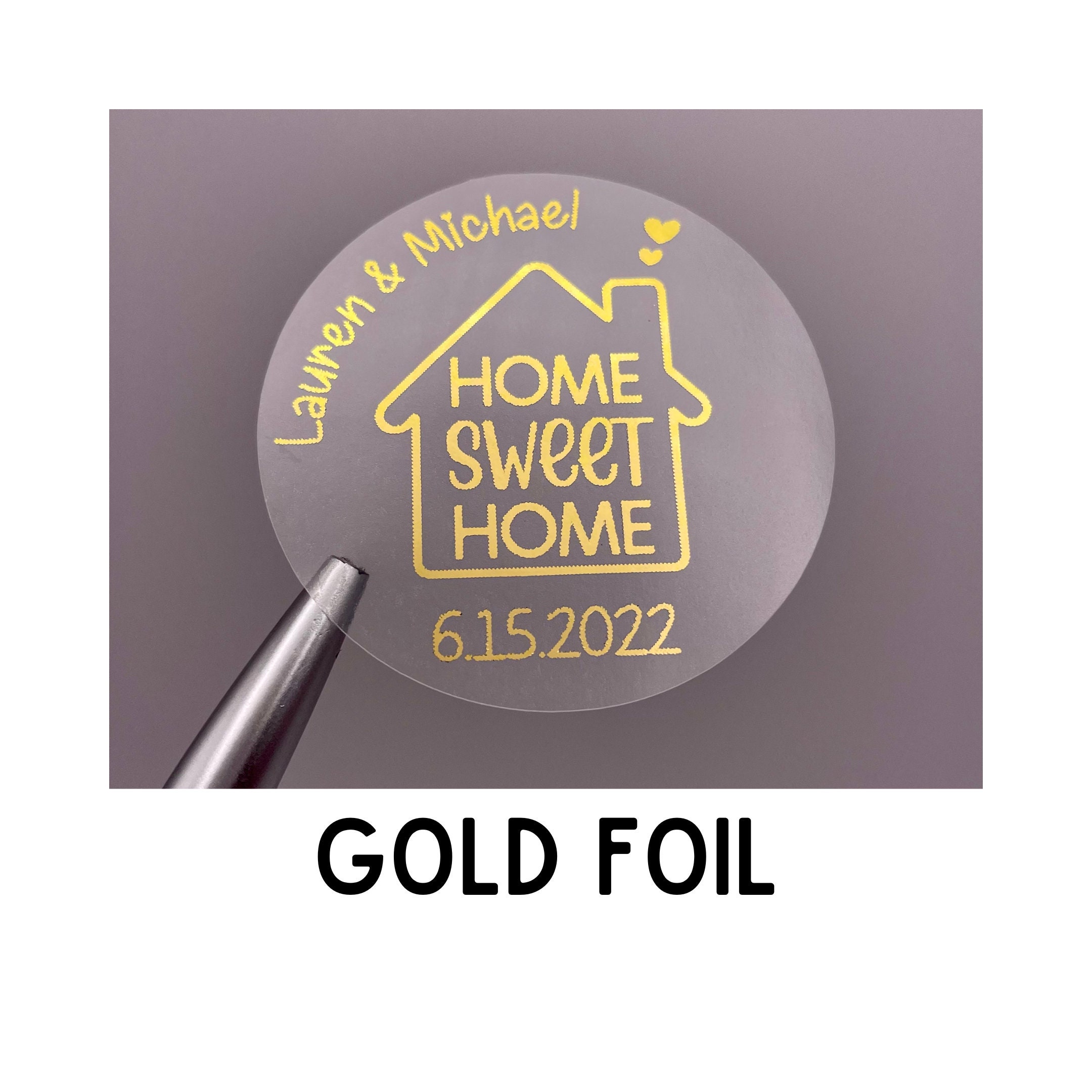 Personalized Metallic Foil Housewarming Stickers Home Sweet Home ...