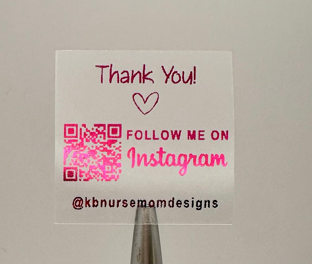 Custom Thank You Follow Me on Instagram QR Code Sticker Metallic Foil ...