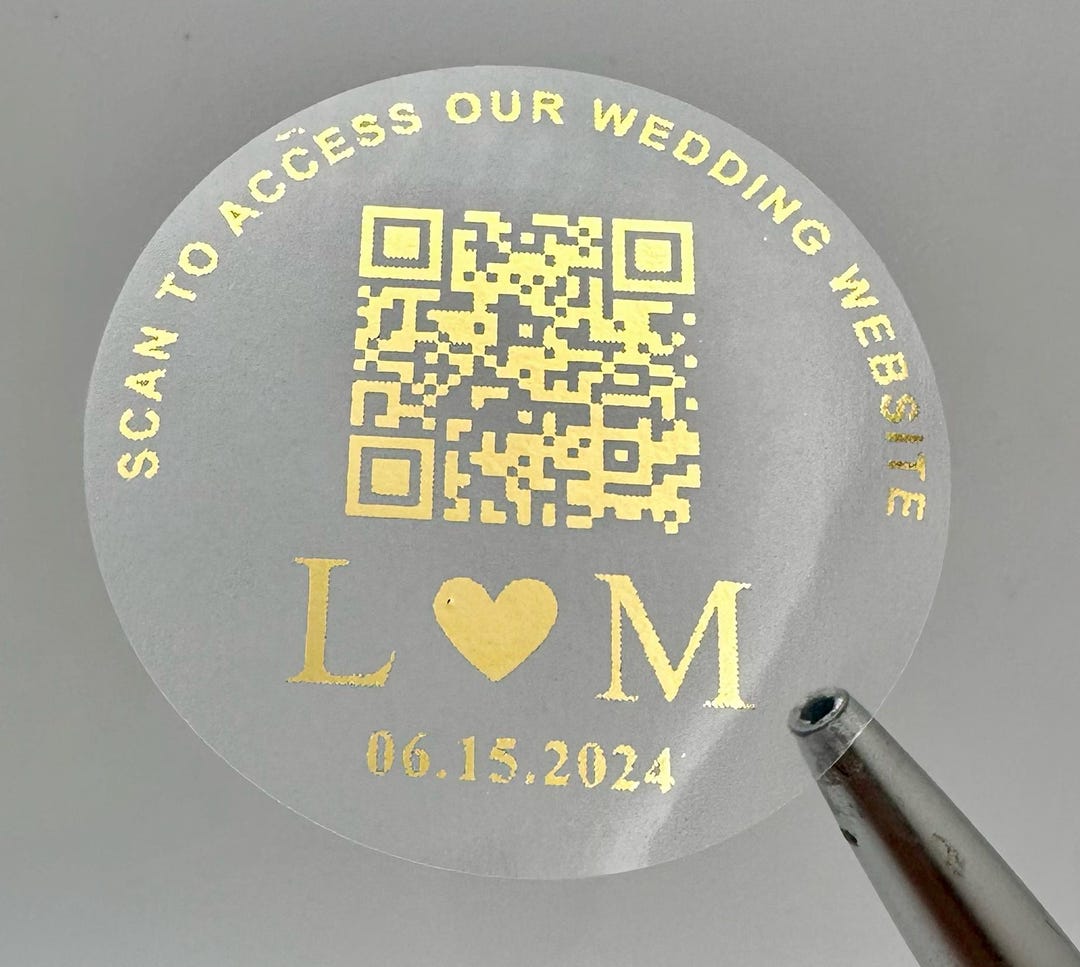Personalized Wedding Website QR Code Stickers Metallic Foil Envelope ...