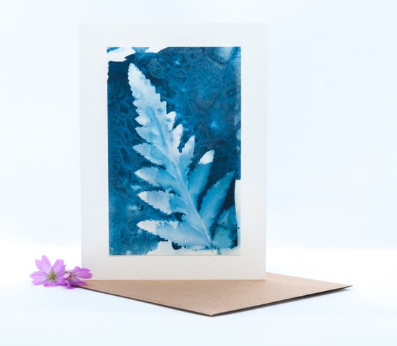 Handmade Original Cyanotype Print Blank Greetings Card - Etsy