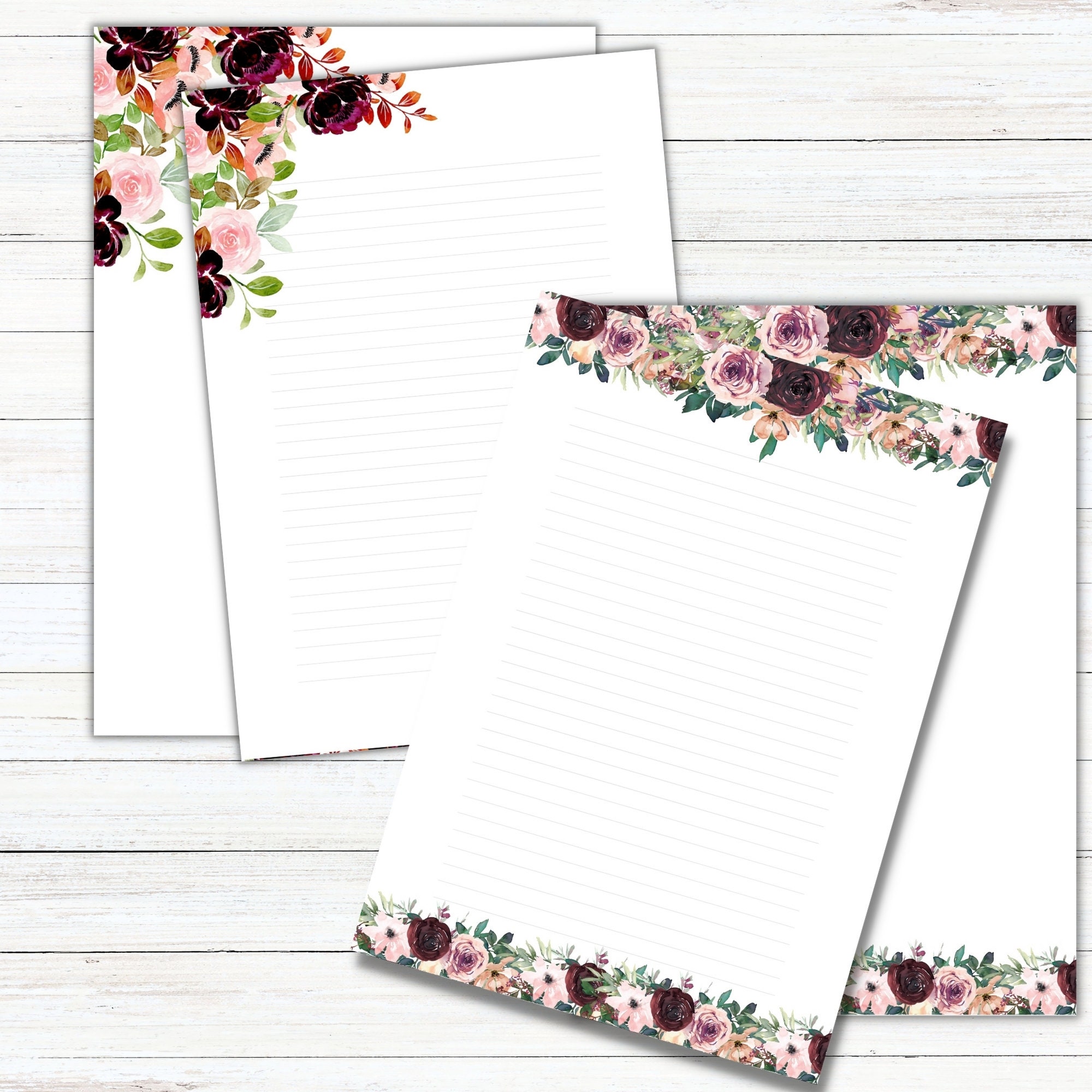 6 Printable Letter Writing Template in A4 and US Letter Sizes - Etsy UK