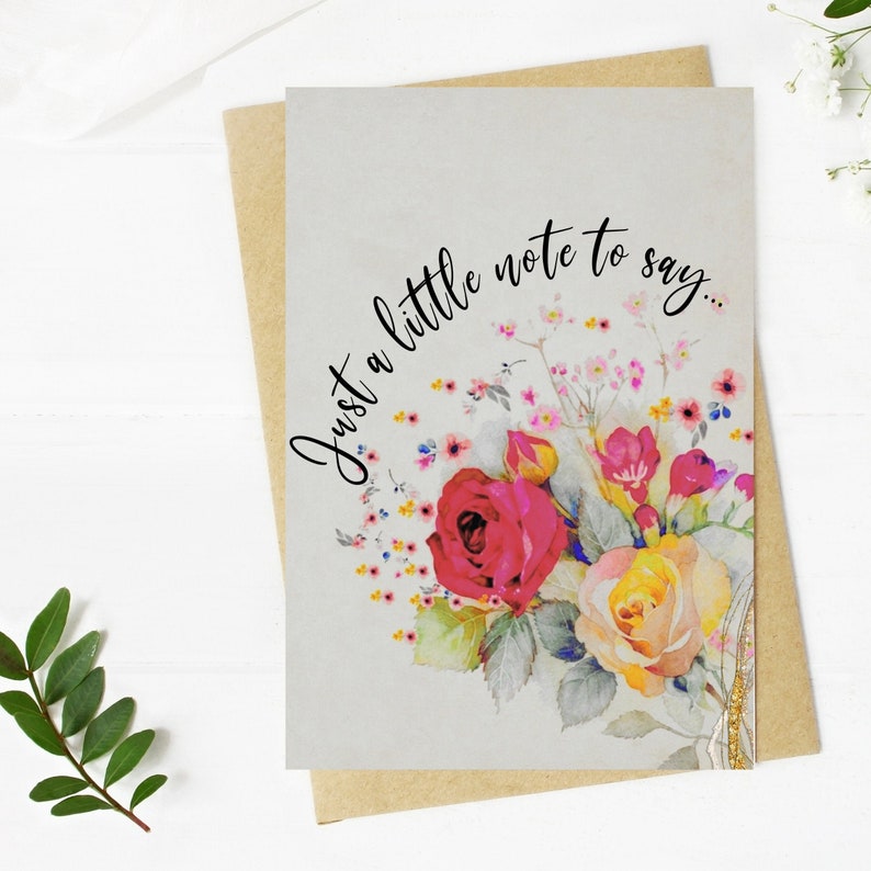 JW Printable Greeting Card, Just a Little Note to Say, 5x7 Folded Card ...