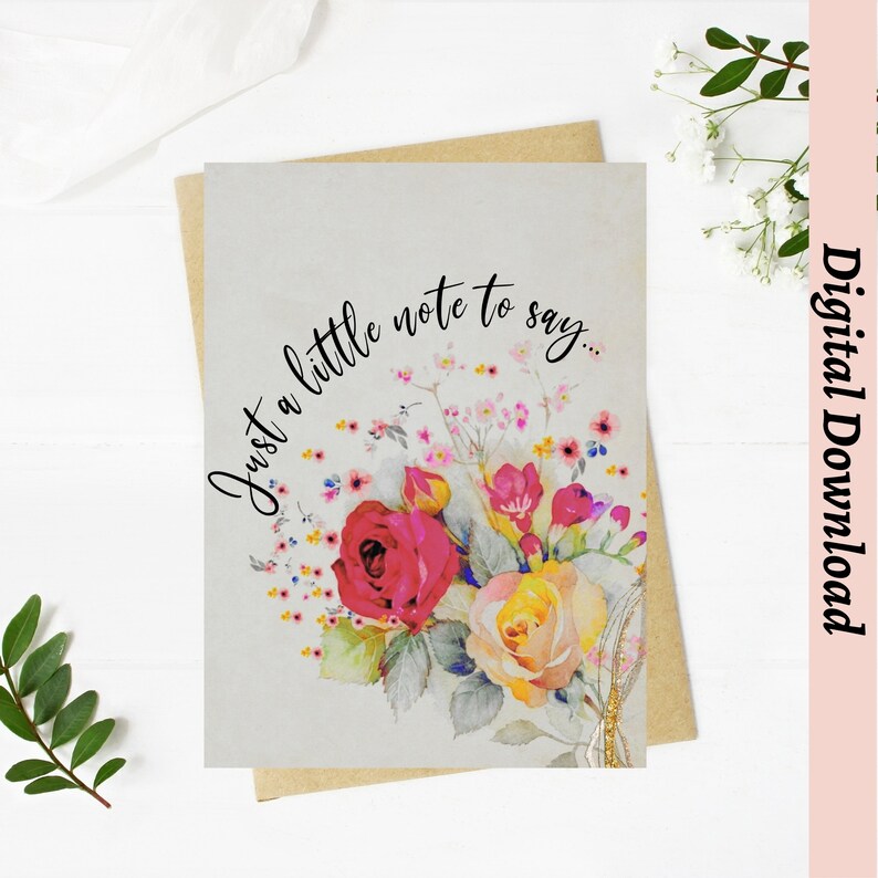 JW Printable Greeting Card, Just a Little Note to Say, 5x7 Folded Card ...