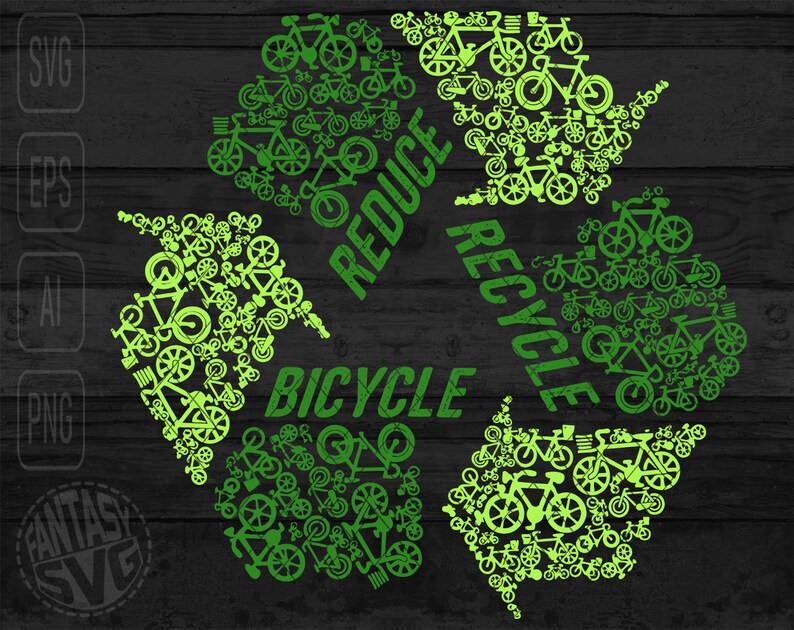 Reduce Recycle Bicycle Reuse Symbol Bike Bicycle Cyclinglife - Etsy