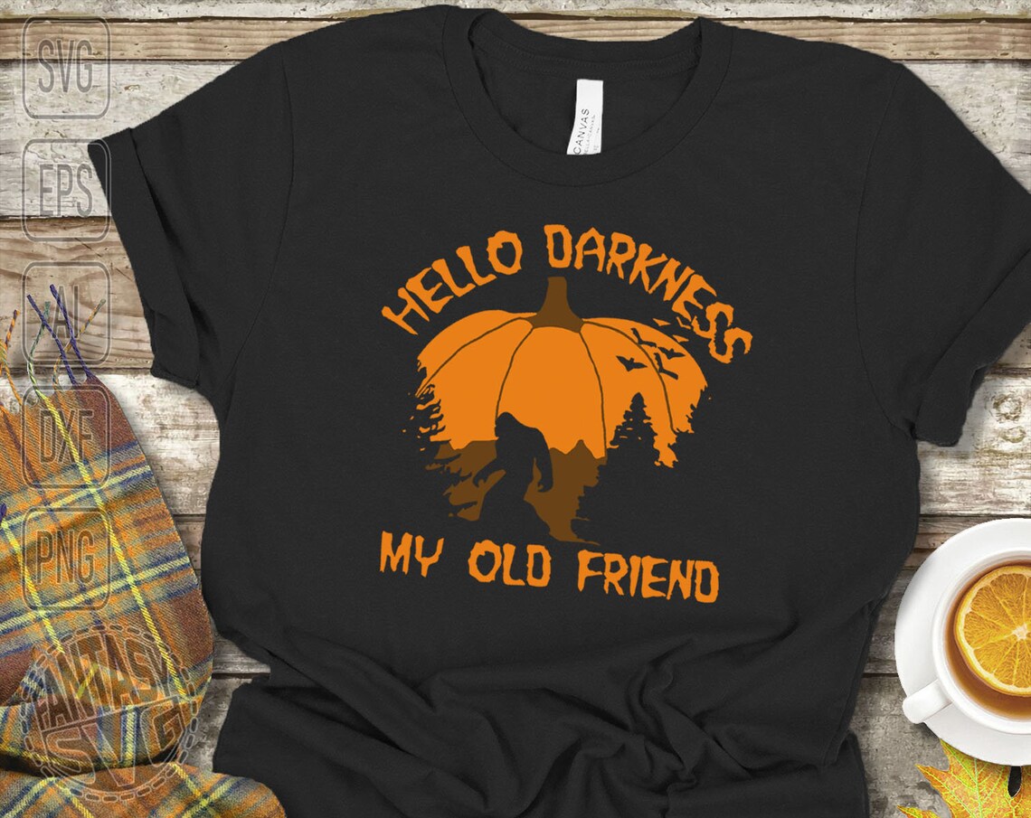 Hello Darkness My Old Friend Happy Halloween Bigfoot Sasquatch | Etsy