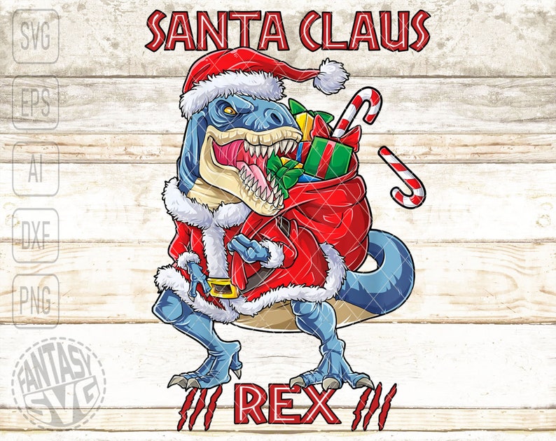 Santa Claus Rex Santasaurus Merry Christmas Dino Dinosaurus - Etsy
