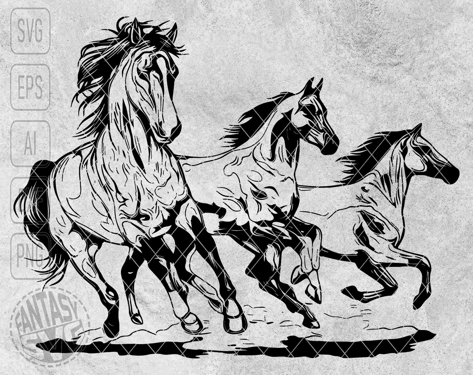 Horse Cantering Drawing