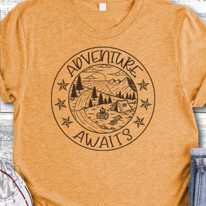 Adventure Awaits Camping Travel Trip Wild Mountains Sunshine Compass ...