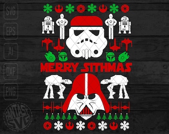 Star Wars Merry Christmas Tree SVG PNG Cut Files Vector | Etsy