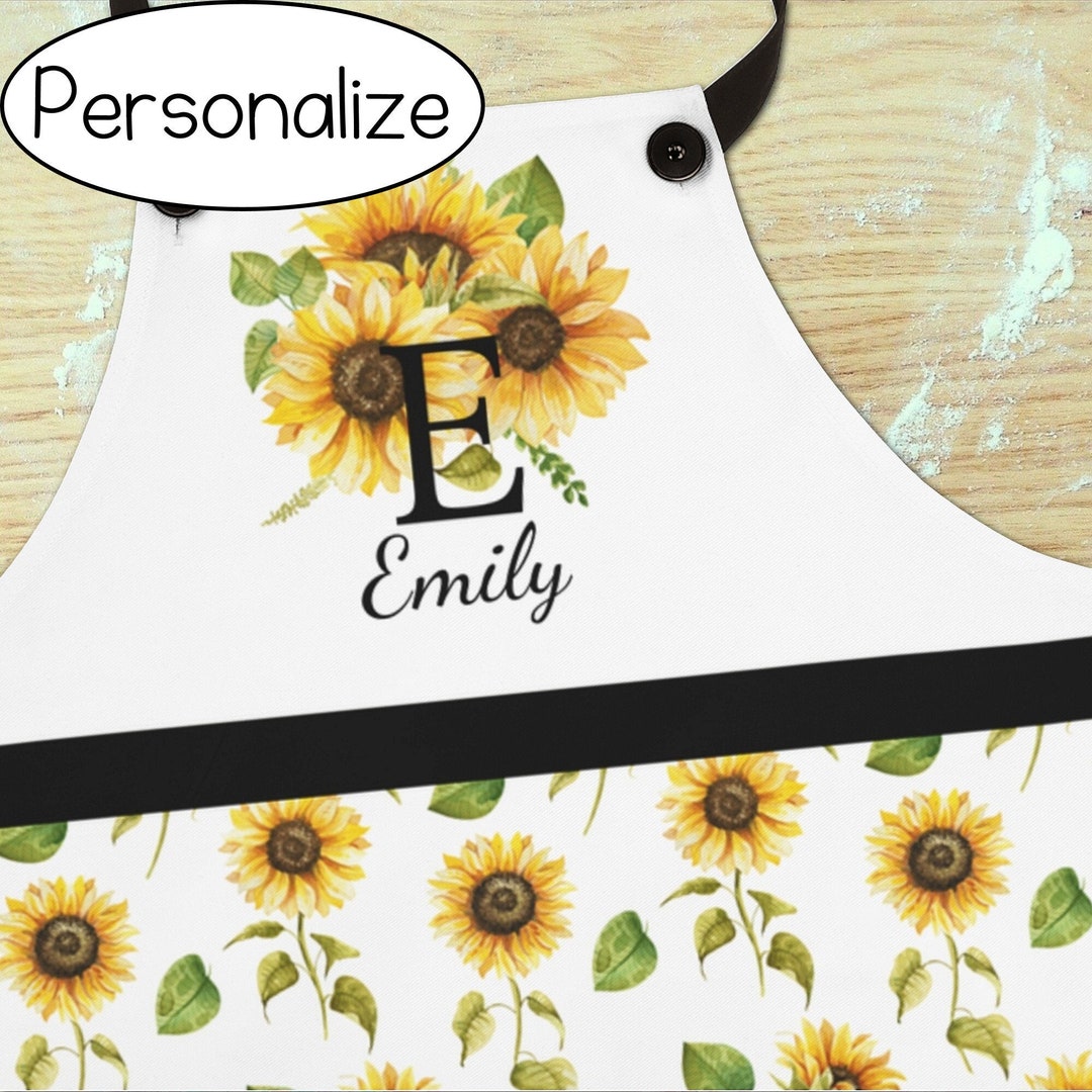 Personalized Name Monogram Sunflower Apron - Etsy