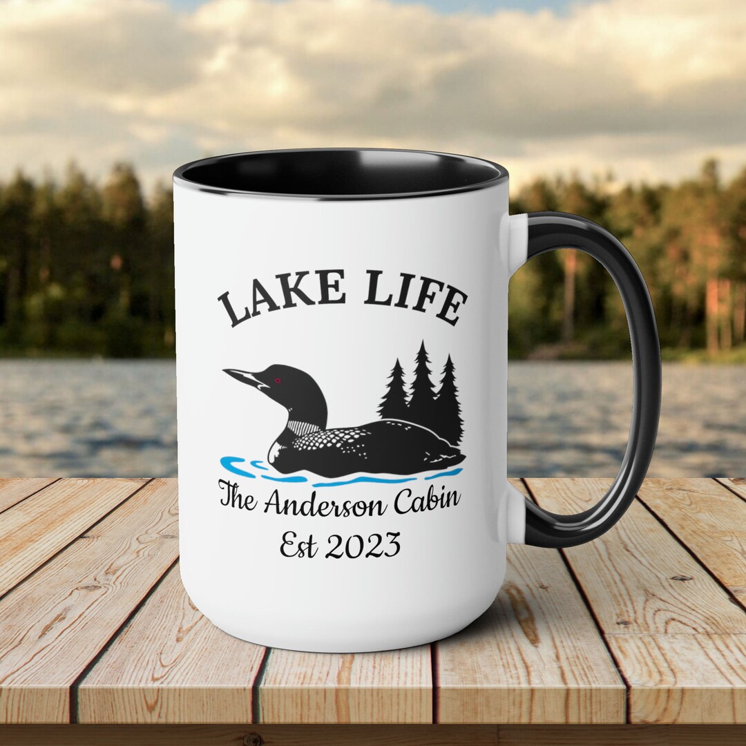 Lake Life Mug Personalized Loon Coffee Cup - Etsy