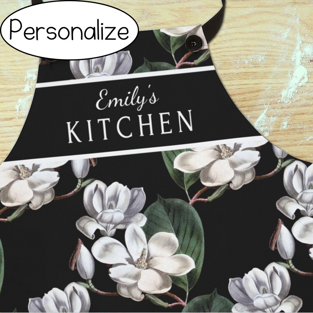 Personalized Magnolia Flower Kitchen Apron - Etsy
