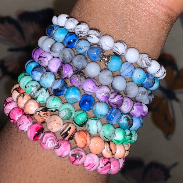 Marble Bead Bracelet - Etsy