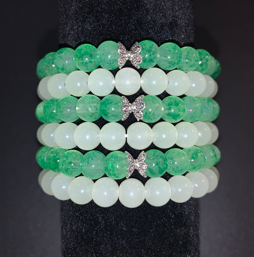 Gloria Greens and Yellow Beaded Bracelets - Etsy